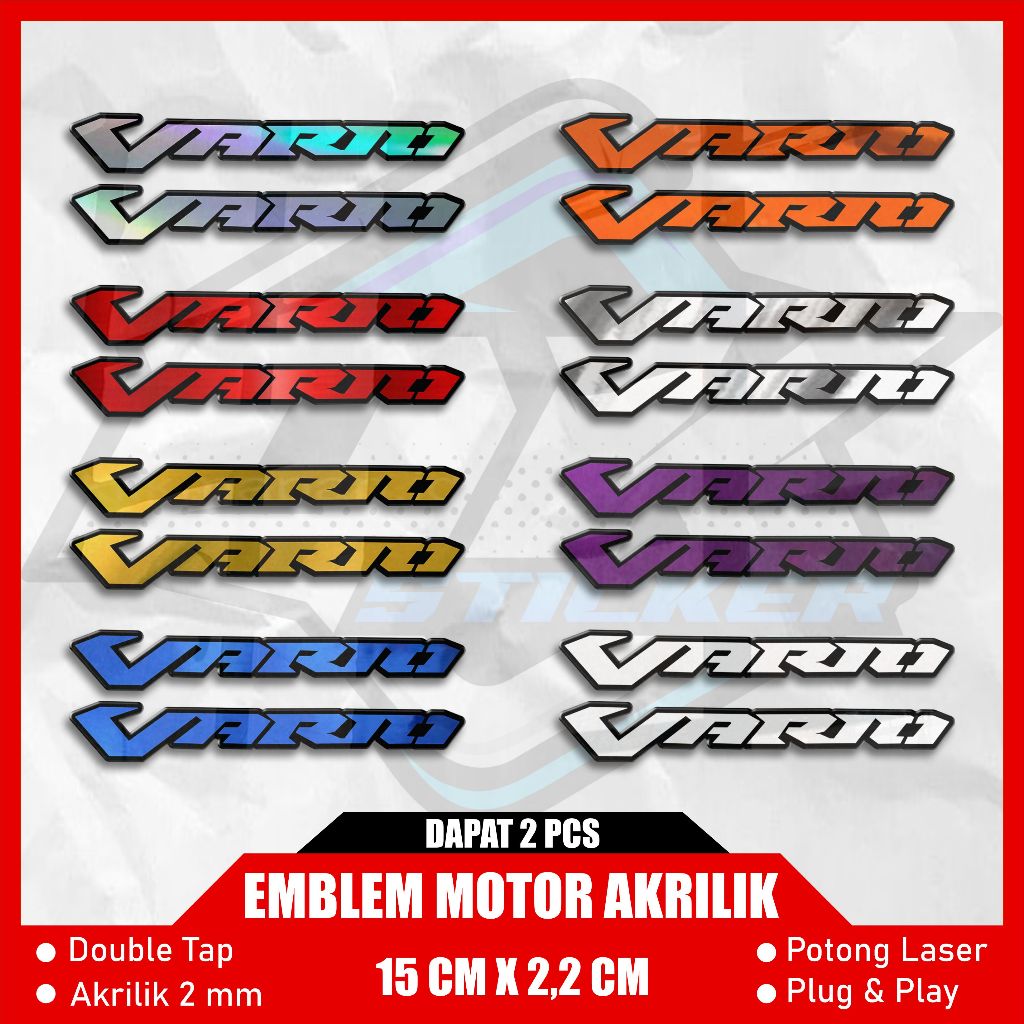 Jual Emblem Motor VARIO / Emblem VARIO Timbul / Emblem Akrilik 2mm ...