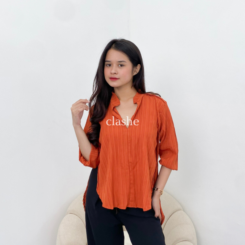 Jual Baju Blouse Wanita Atasan Lengan Panjang Lady Crush Crinkle Anti ...