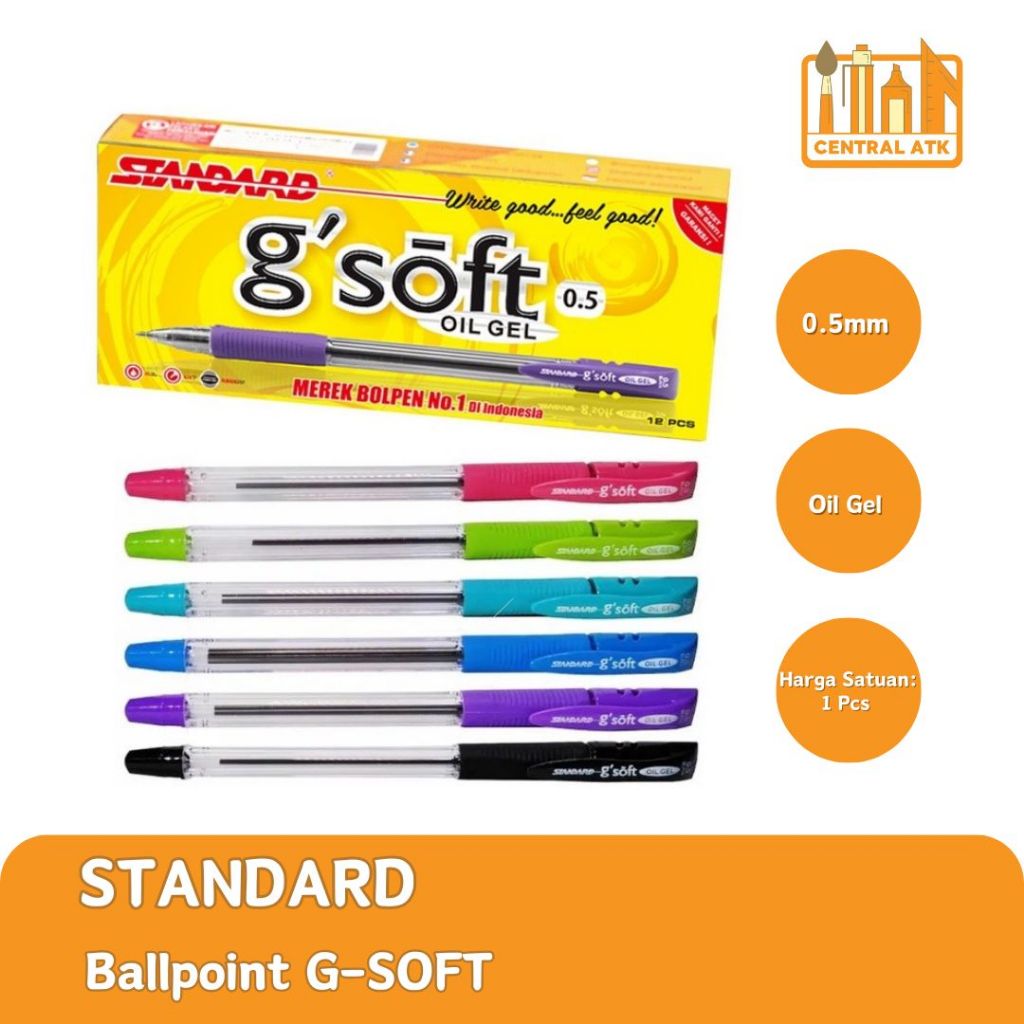 Jual BOLPEN / BALLPOINT / PULPEN STANDARD G'SOFT 0.5 ( 1 PCS ) | Shopee ...