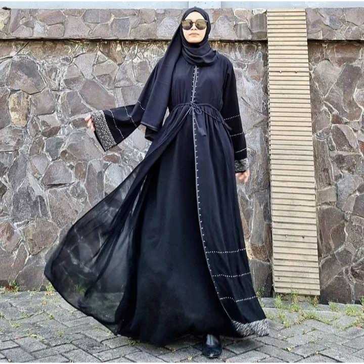 Jual Terbaru Baju Abaya Gamis Hitam Turkey Abaya Bordir Bahan JetBlack ...