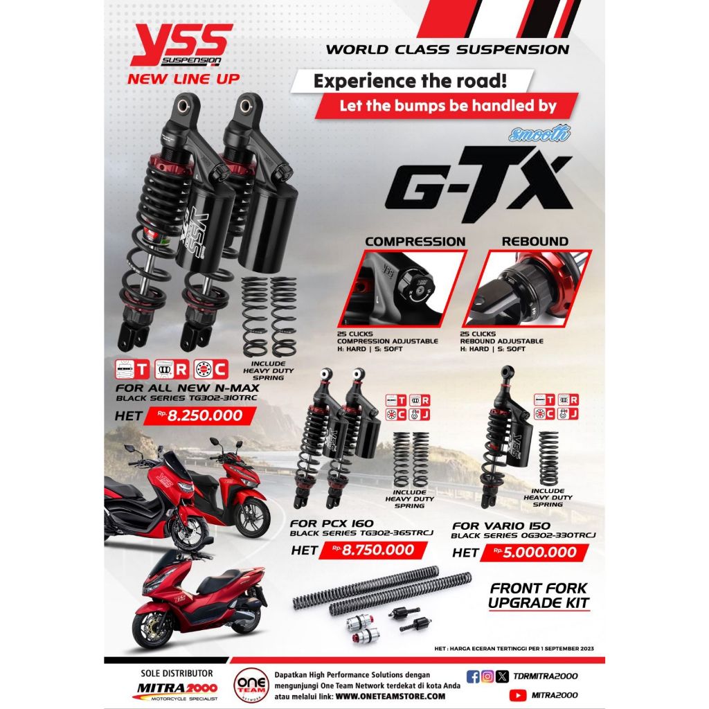 Jual Shock YSS GTX Black Series Shockbreaker Yamaha Nmax New, Aerox ...