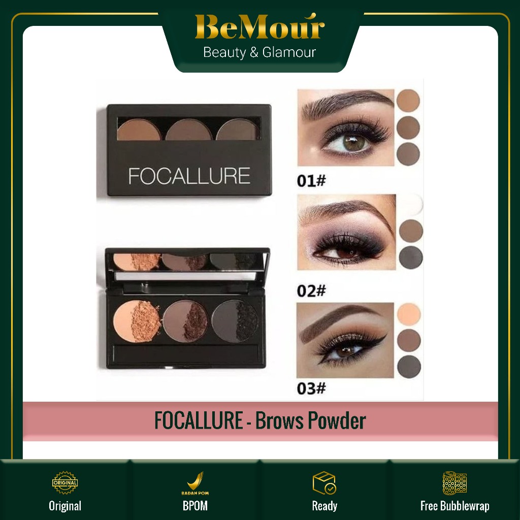 Jual FOCALLURE - BROWS POWDER ( FA-04 ) - Eyebrow Kit 3 Colors Eye Brow ...