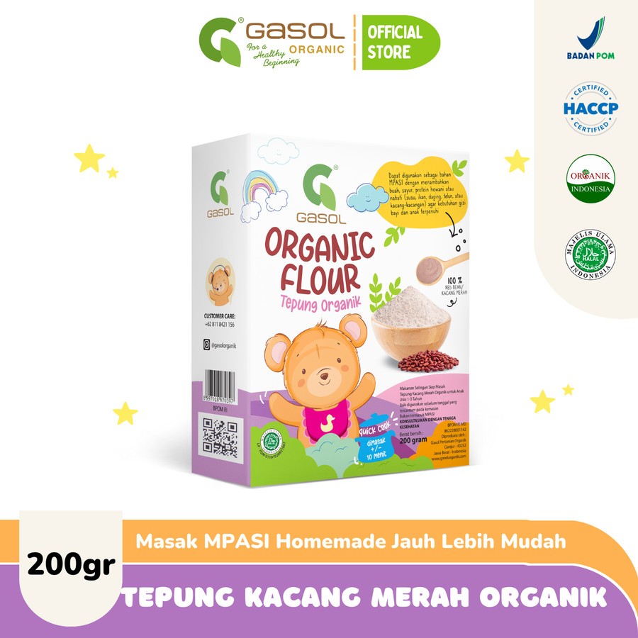 Jual GASOL Tepung Kacang Merah Organik Makanan Bayi MPASI 200gr ...