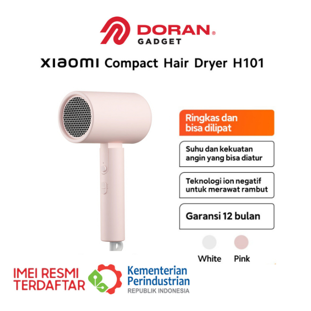 Jual Xiaomi Compact Hair Dryer H101 - White | Pink | Ringkas dan bisa ...