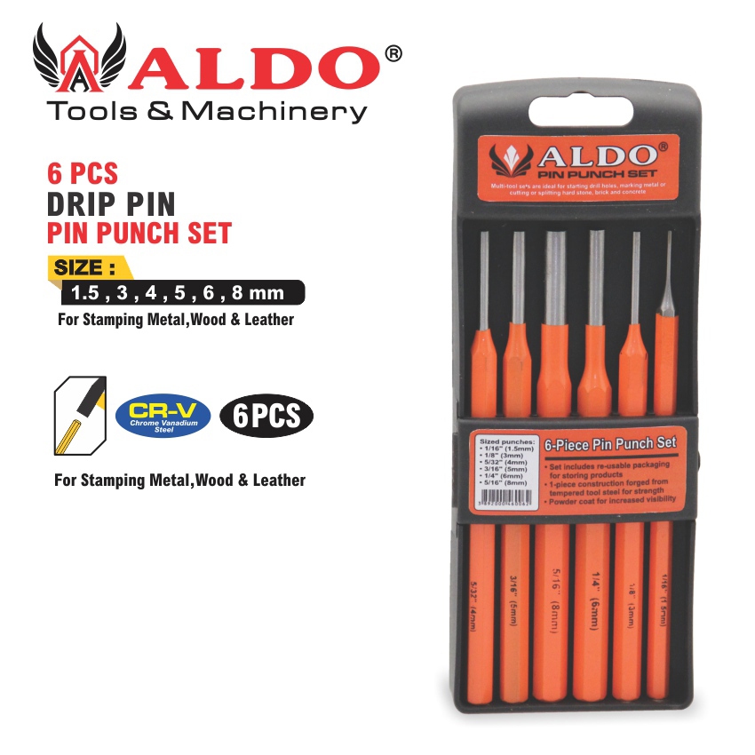 Jual DRIP PIN RATA 6 PCS / PIN PUKUL / PIN PUNCH SET MERK ALDO | Shopee ...