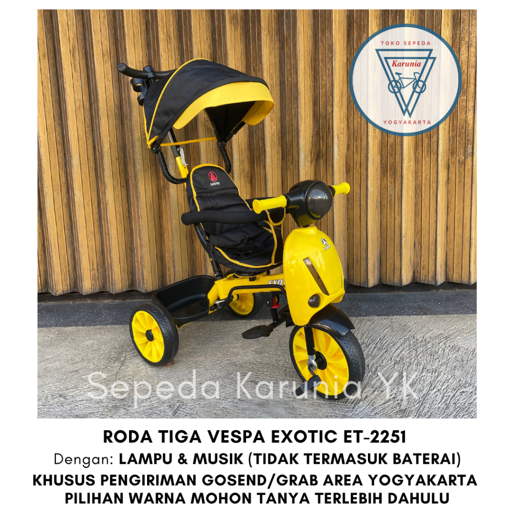 Jual Sepeda Roda Tiga Anak Exotic ET-2251 New 2023 with Music & Canopy ...