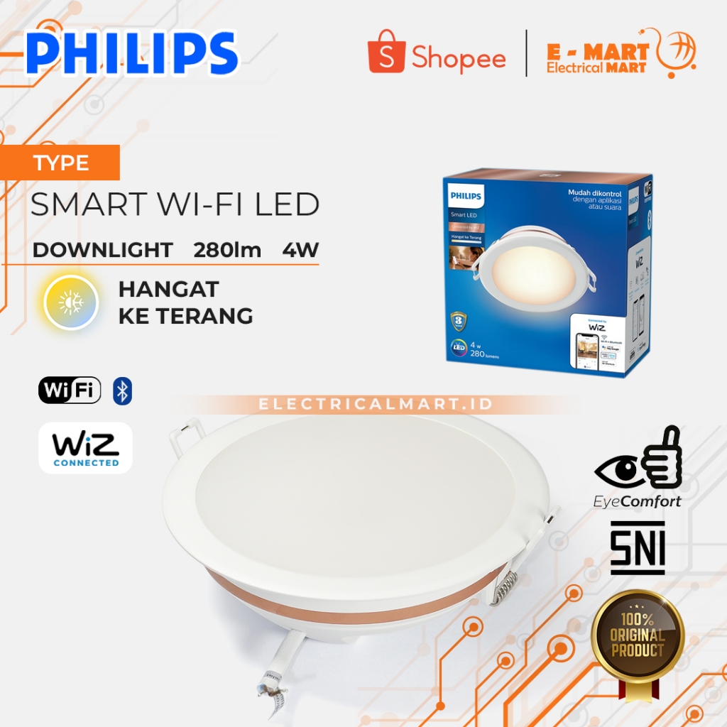 Jual PHILIPS Smart WIFI LED Downlight 4W Tunable White | Shopee Indonesia