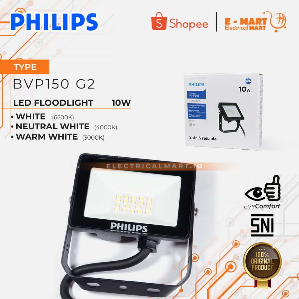 Jual PHILIPS BVP150 G2 Essential SmartBright Lampu Sorot LED 10W | Shopee Indonesia