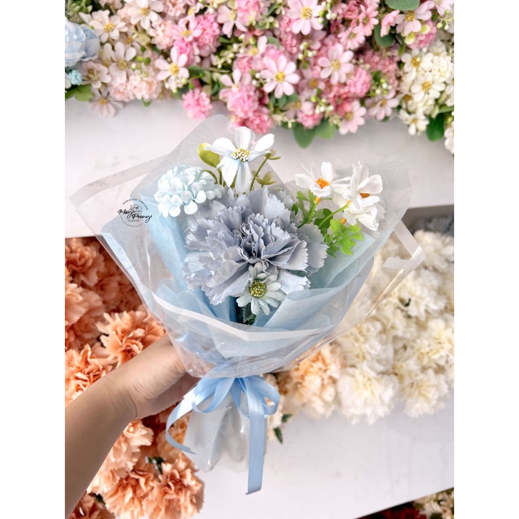 Jual ARTIFICIAL SINGLE CARNATION BOUQUET - BUKET BUNGA WISUDA FLOWER ...