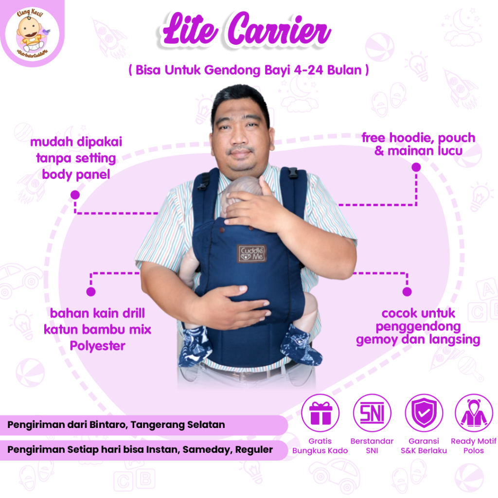 Jual Gendongan Bayi SSC Lite Carrier CuddleMe Baby Carrier Mshape ...