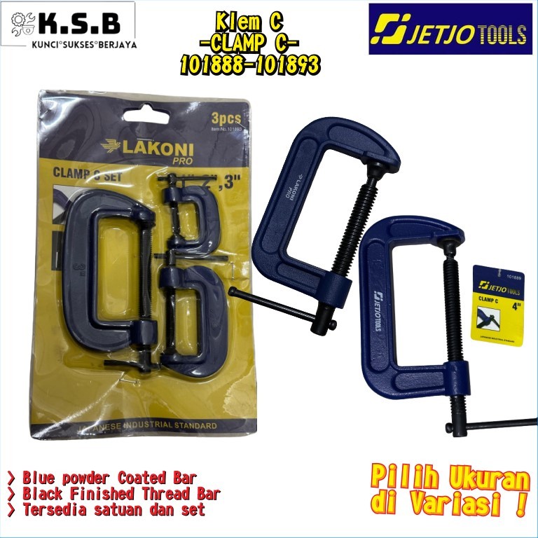 Jual Klem C / Clamp C set dan satuan 1" / 2" / 3"/ 4" / 5" / 6" JETJO ...
