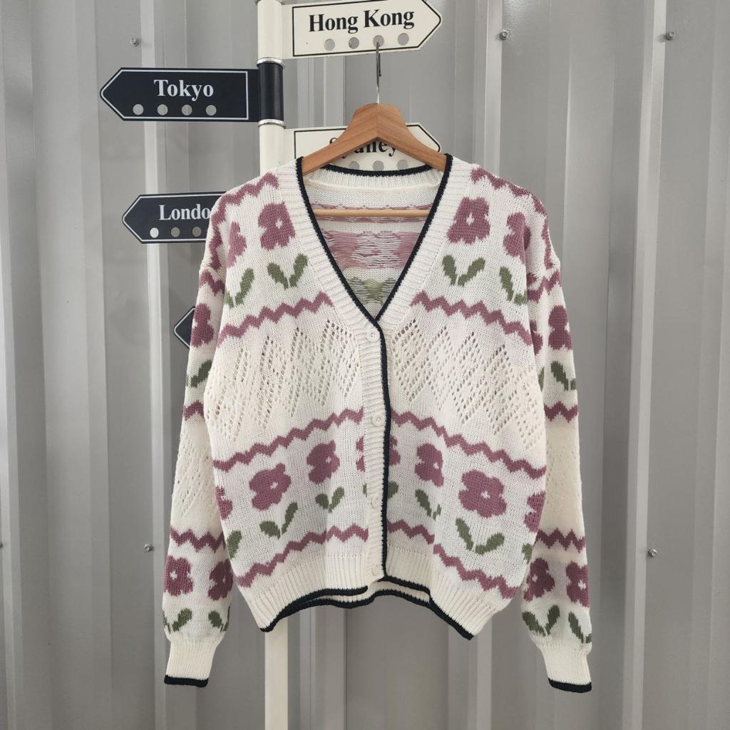 Jual KARDIGAN RAJUT WANITA MOTIF BUNGA - YURA FLOWER CARDY KNITE - OUTHER KOREAN STYLE | Shopee ...