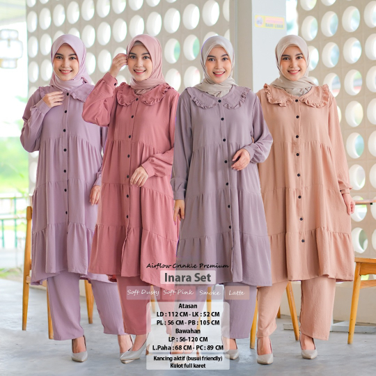 Jual Inara Setelan Wanita Jumbo Matt Crinkle Airflow Premium Stelan Cewek Motif Polos Bahan ...