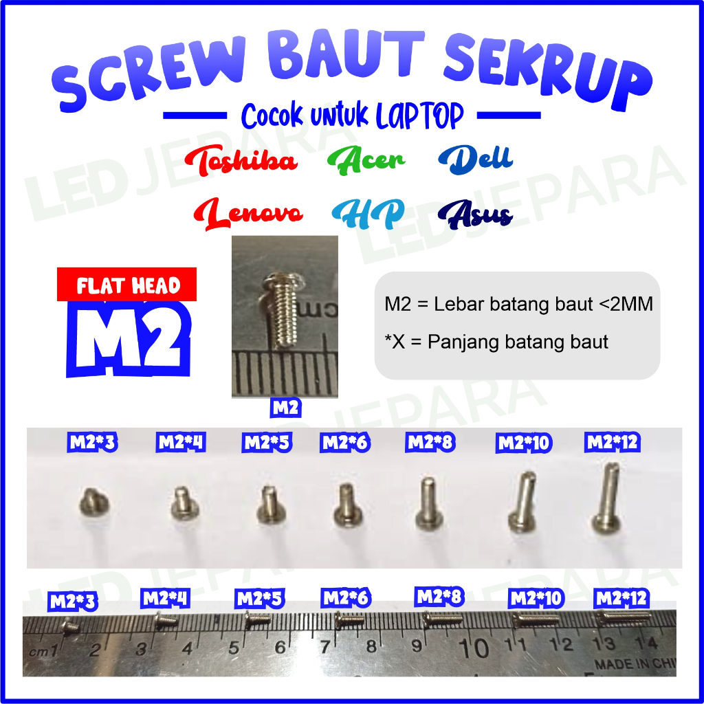 Jual Baut Flat Laptop warna silver warna hitam HP Screw cocok untuk ...