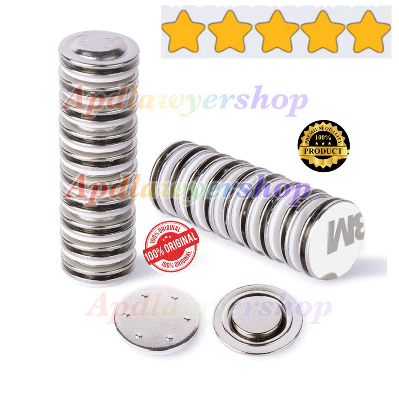 Jual Magnet Bulat 17mm Sepasang Plat Besi Plus Lem Double Tape 3m Busa ...