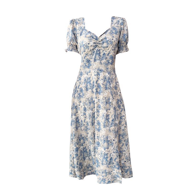 Jual Dress Bunga Wanita Korean Style V Neck Dress Flory Broken White ...