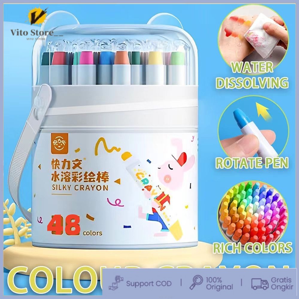 Jual In stock Washable Silky Crayon 36 / 48 Warna Colorful Bucket ...