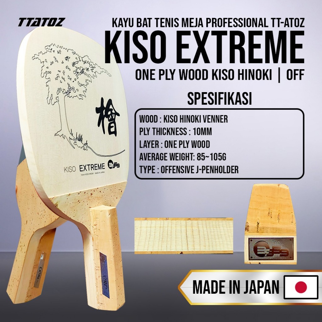 Jual Kayu Bat Tenis Meja TT Atoz Kiso Extreme One Ply Japanese ...