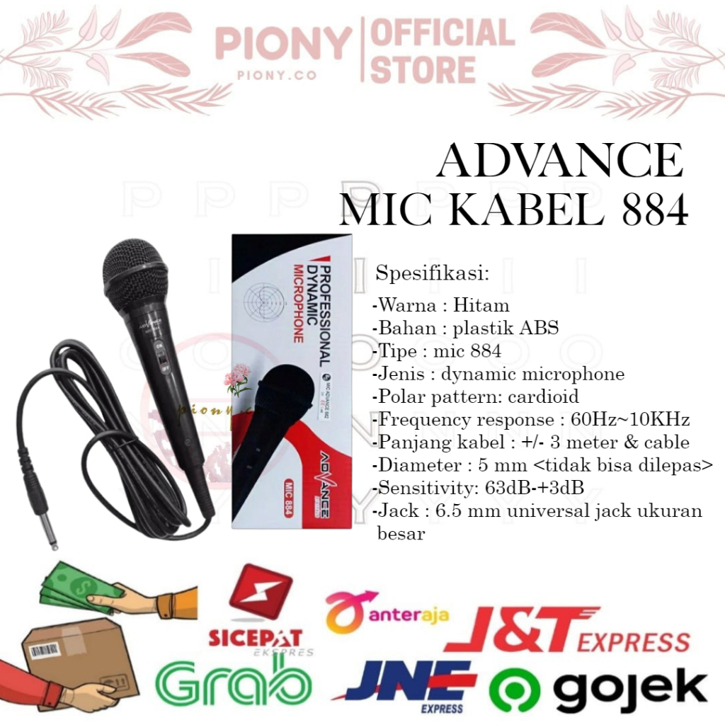 Jual MIK ADVANCE 884 PAKAI KABEL / MIC KABEL ADVANCE / MIK KARAOKE ...