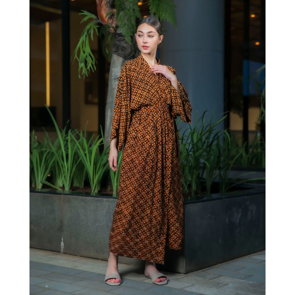 Jual Batik Huza Long Kimono Sogan (SK) | Shopee Indonesia