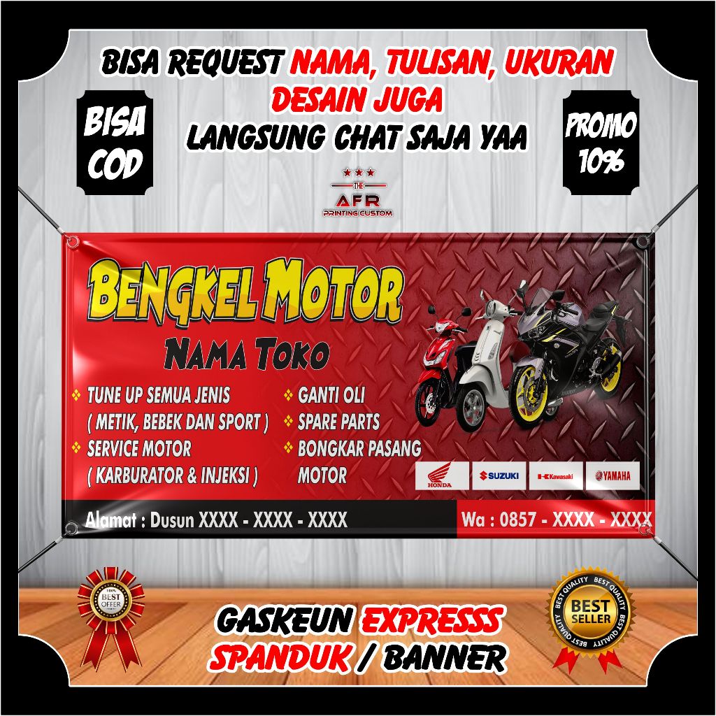 Jual Spanduk Banner Backdrop Bengkel Motor Service Spanduk Usaha Bengkel Motor / Backdroup ...