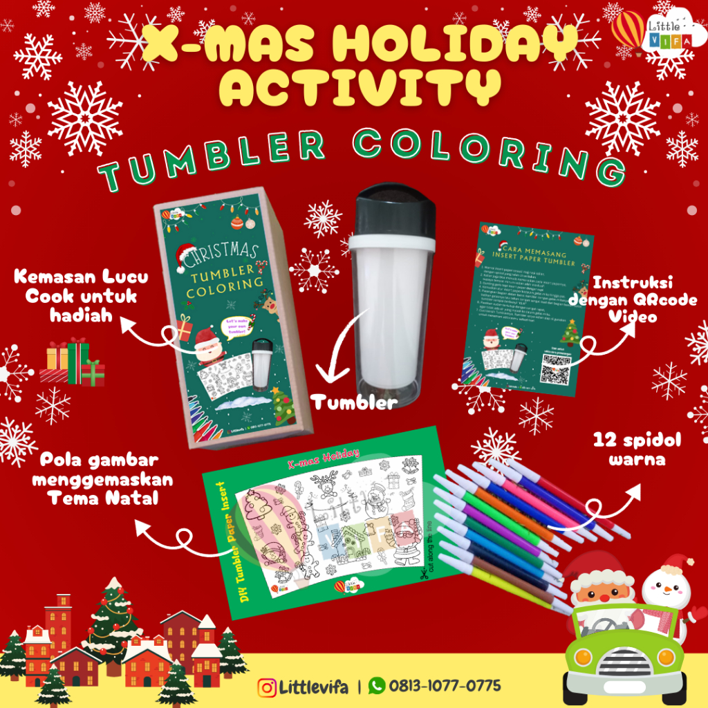 Jual Mewarnai Tumbler tema Natal / tumbler coloring christmas | Shopee ...