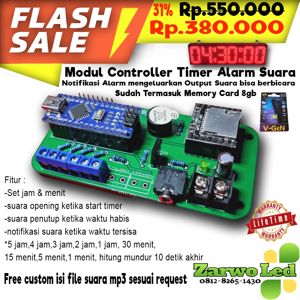 Jual Modul Controller Countdown Timer Waktu Hitung Mundur Lomba Galatama Alarm Suara Bisa