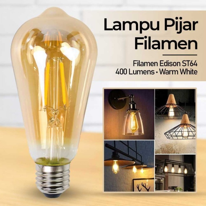 Jual Lampu LED VINTAGE AMBER 4w 4 Watt Model Lonjong Dekorasi Hias Cafe ...