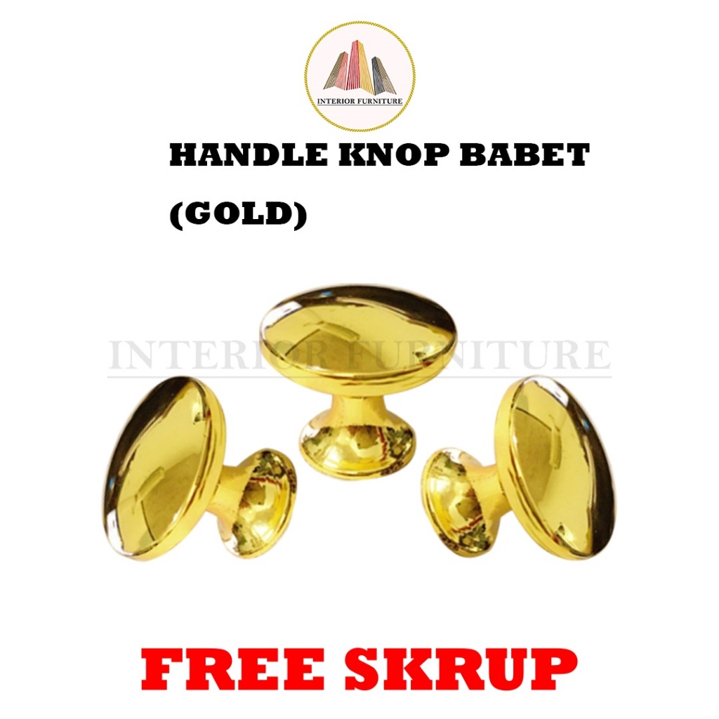 Jual Knop Tarikan Babet Gold Emas Gagang Pintu Laci Lemari Glossy Bulat ...