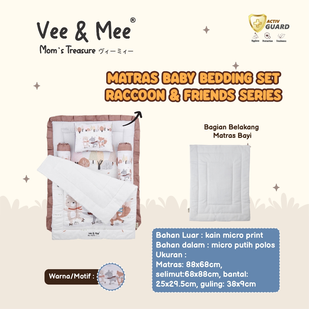 Jual Vee & Mee Matras Bayi Matras Baby Bedding Set Raccoon & Friends ...