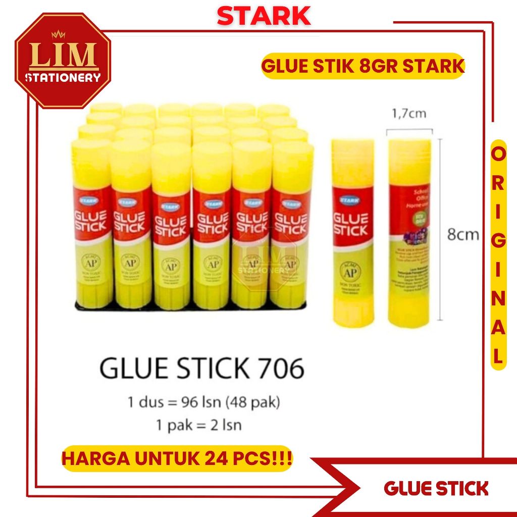 Jual Lem Stik / Glue Stick 8Gr Stark (1pak/24pcs) | Shopee Indonesia