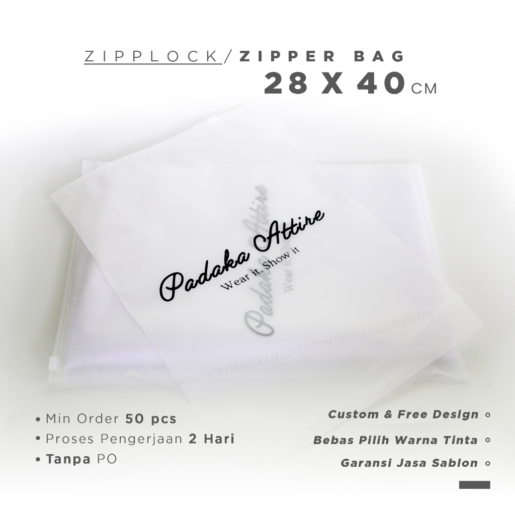 Jual SABLON ZIPPERLOCK 28X40 CUSTOM POUCH BESAR POTRAIT DOFF PLASTIK ...
