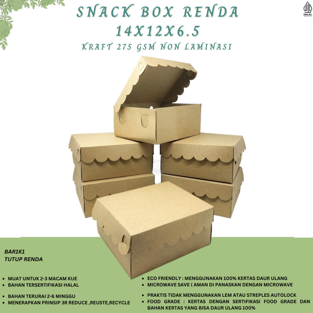 Jual Box Snack Dus Kue Snack Box 14x12 (BAR1K1-14X12X6.5) | Shopee ...