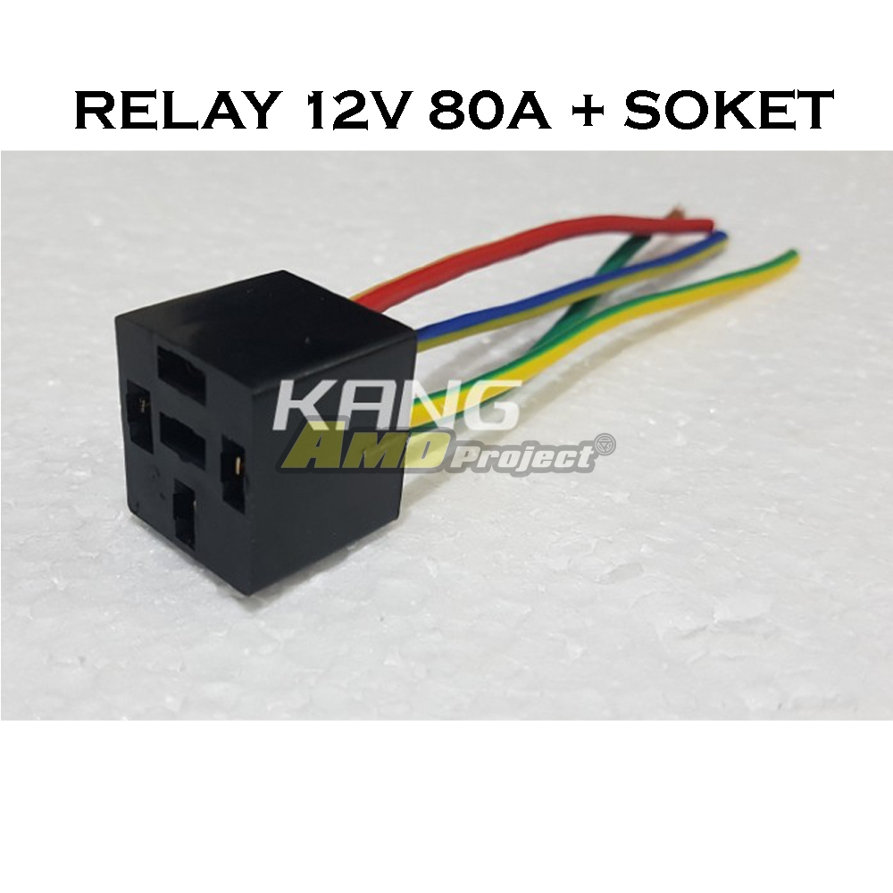 Jual Soket Relay 4 Pin Bentuk Petak Kabel Bintik Kualitas Bagus 12v 80A ...