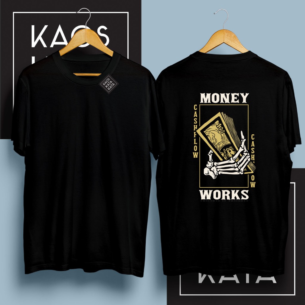 Jual Baju Kaos Kata Kata Uang Money Work Hard kerja keras Distro 166 ...