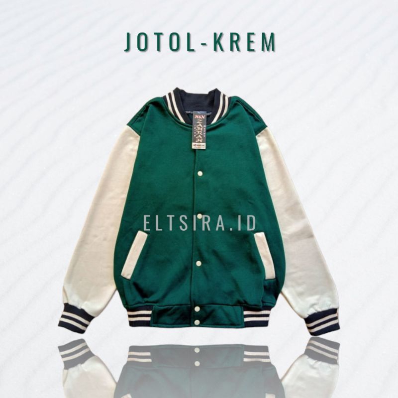 Jual Jaket Varsity Baseball POLOS / Jaket Pria Wanita || HIJAU BOTOL ...