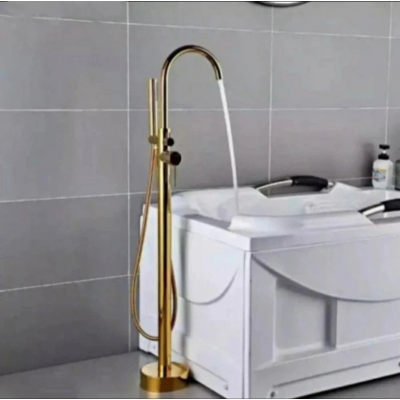 Jual Kran bath tub standing keran bathtub berdiri panas dingin Gold ...