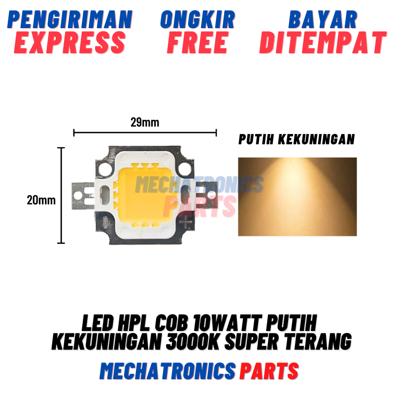 Jual [DSP-9089] HPL LED 10 WATT PUTIH KEKUNINGAN 3000K SUPER TERANG ...