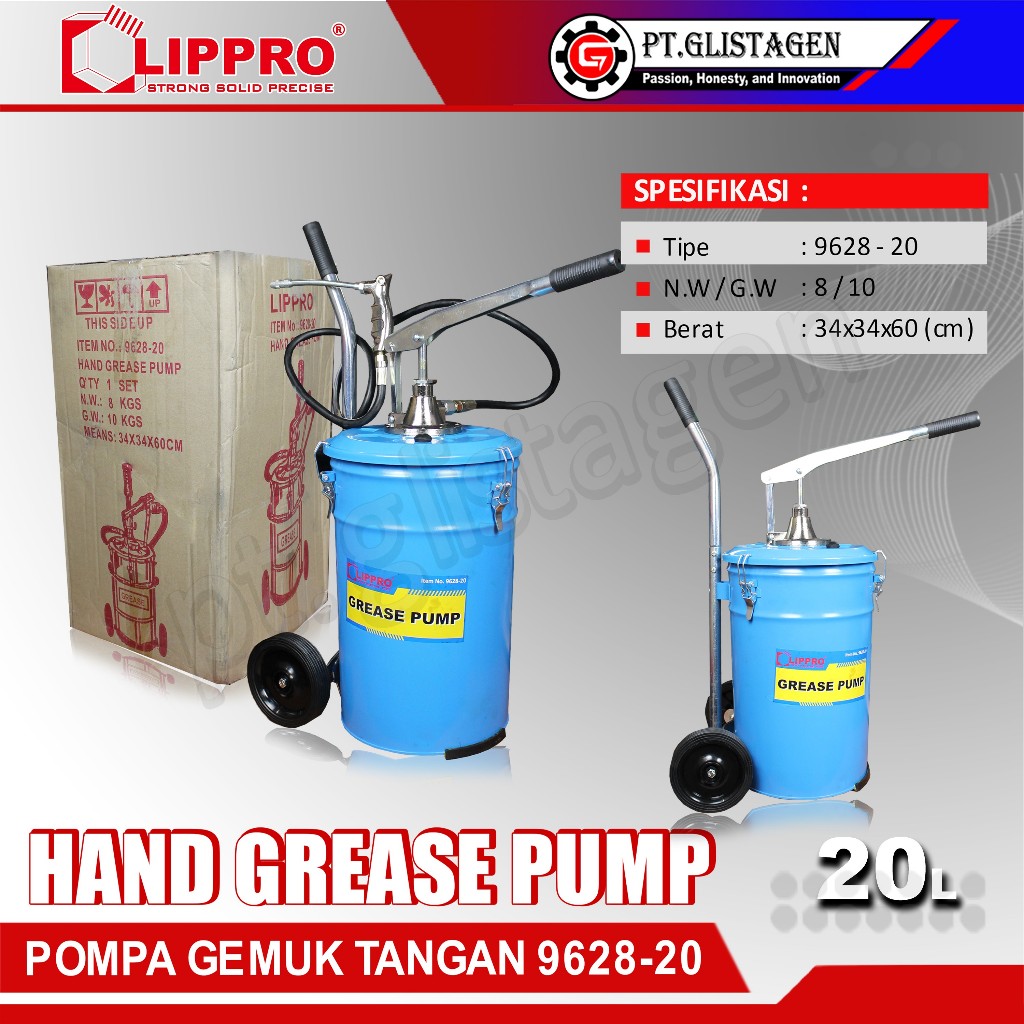 Jual LIPPRO 9628-20L Pompa Oli Gemuk Manual 20Ltr Hand Grease Pump ...