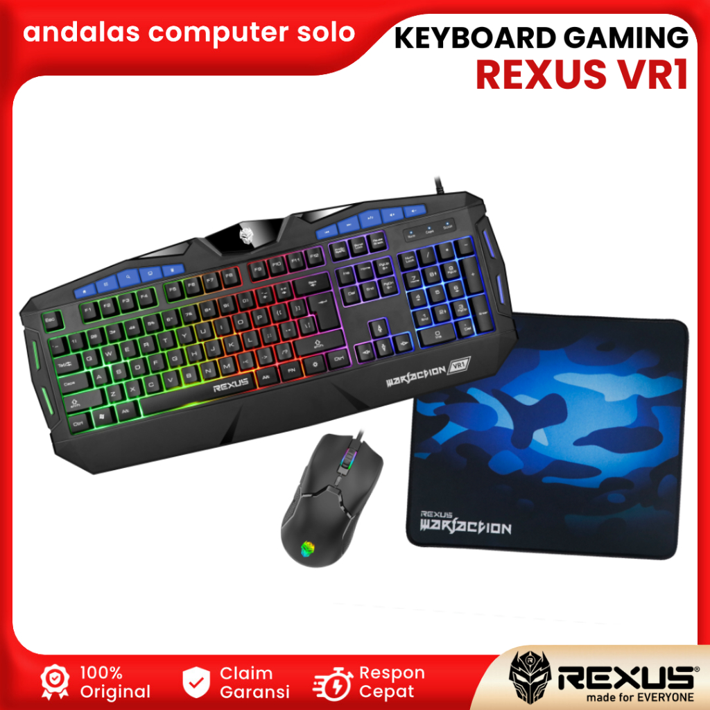 Jual Keyboard Mouse Paket Combo Gaming 3in1 GAME Rexus Warfaction VR-1 ...