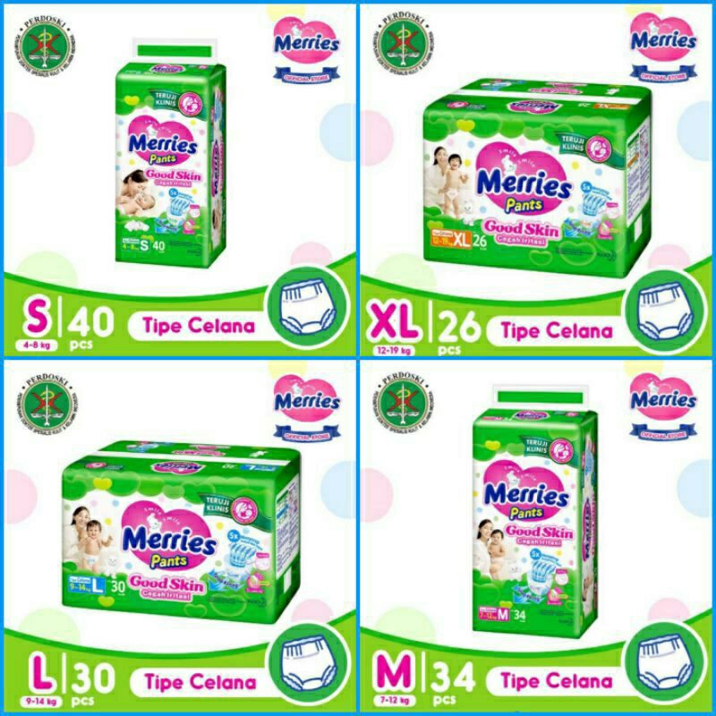 Jual Merries Pants Good Skin M34 L30 XL26 - Popok Bayi Sekali Pakai ...