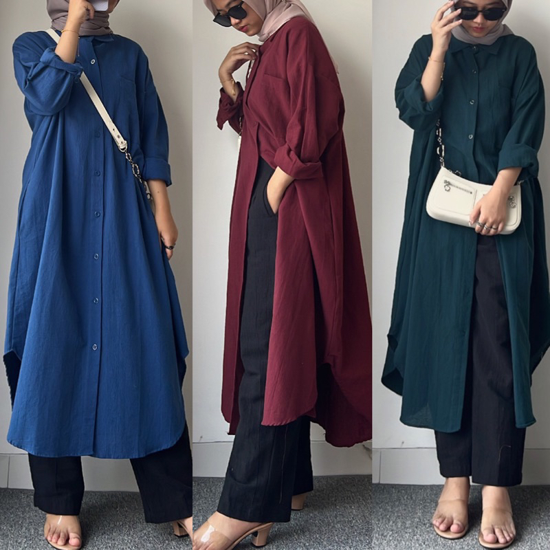 Jual JEMAH LONG SHIRT LINEN / KEMEJA PANJANG TUNIK | Shopee Indonesia