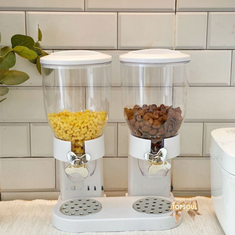 Jual Dispenser Cereal 2 Tabung Wadah Food Display Party Tempat Snack ...