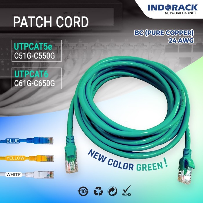 Jual INDORACK PATCH CORD UTP CAT 6 - KABEL LAN CAT6 1 METER | Shopee Indonesia