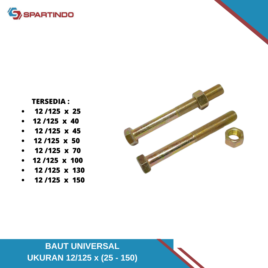 Jual Baut Mur 12 mm Universal Ukuran 12 x 25 mm, 12 x 40 mm, 12 x 45 mm ...