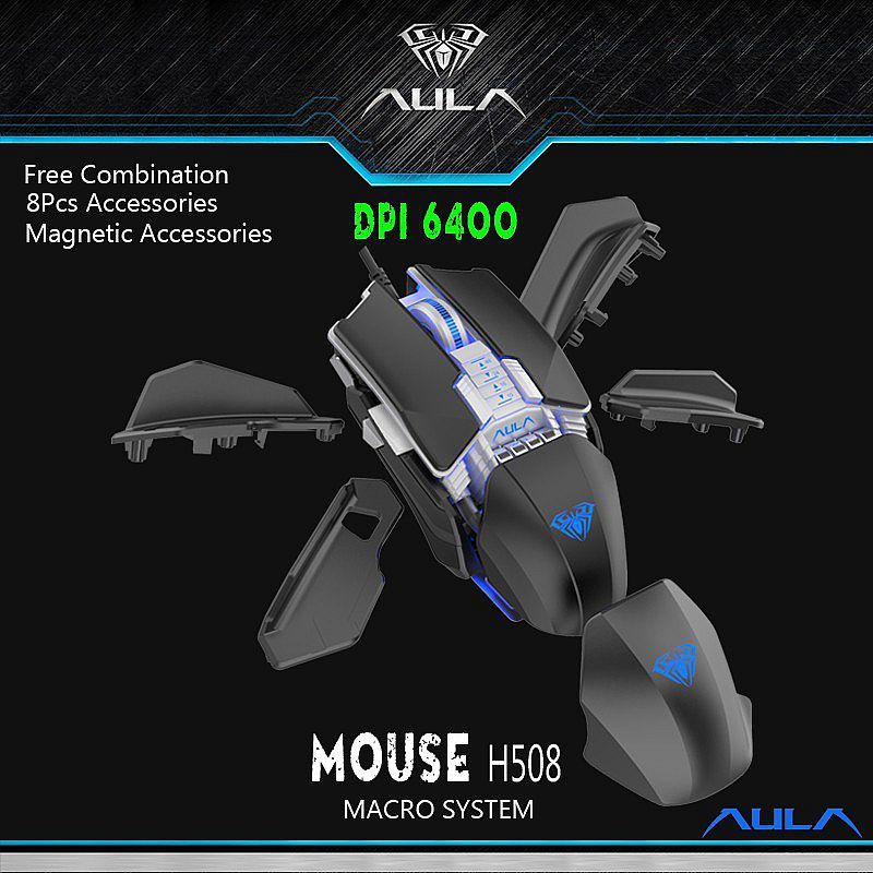 Jual Aula Mouse Gaming H508 Macro Magnetic Mouse 7 buttons breathe ...
