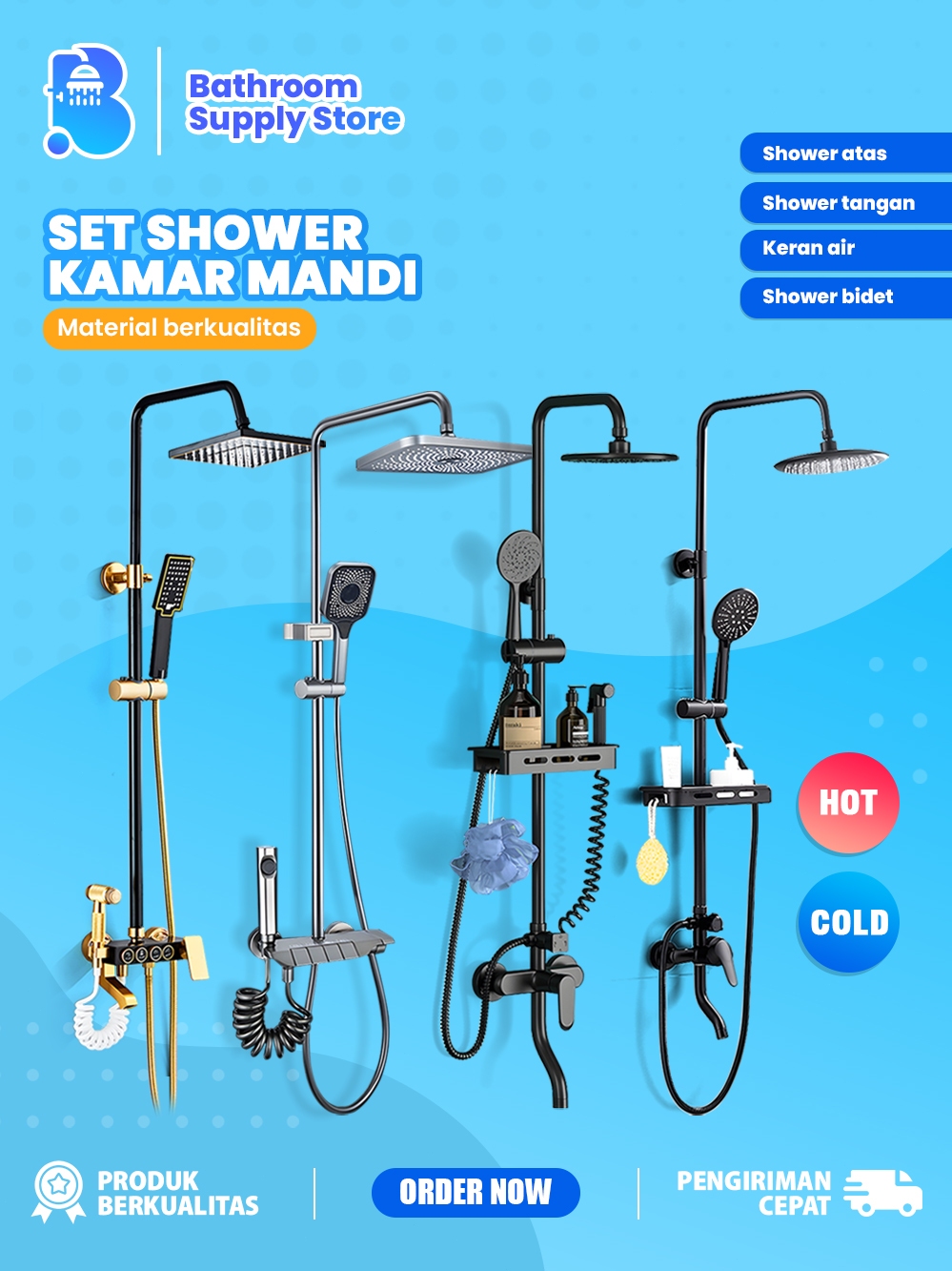 Jual 4 in 1 Set Shower /Shower Set Kamar Mandi 1 Set + Kran Cabang ...