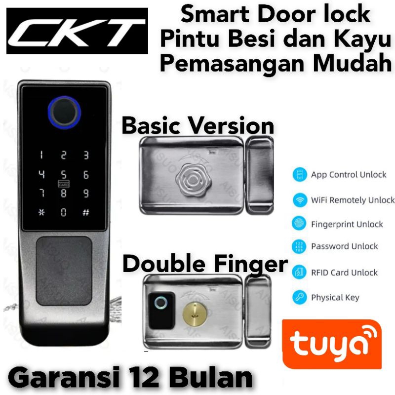 Jual smart door lock pintu kayu besi finger Print kunci sidik Jari ...