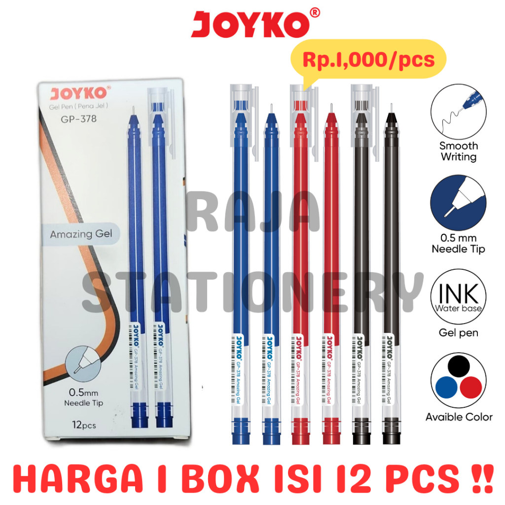 Jual JOYKO GEL PEN AMAZING GEL BLACK BLUE RED PEN JEL HITAM BIRU MERAH ...
