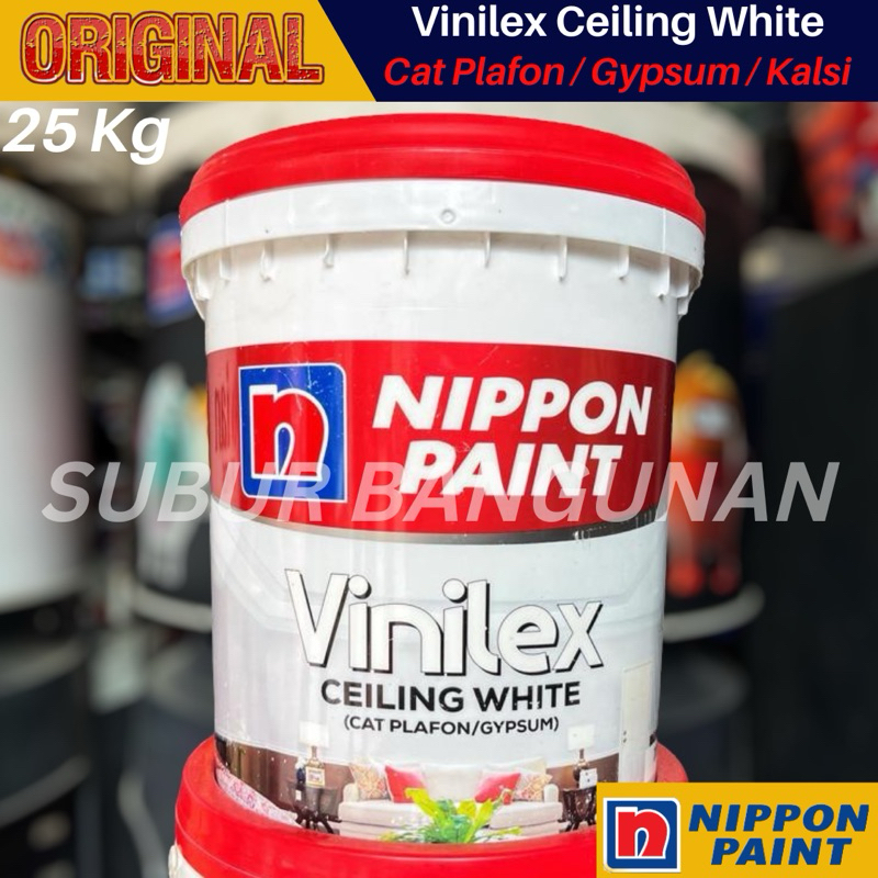 Jual CAT PLAFON/CAT GIPSUM GRC NIPPON PAINT VINILEX CEILING WHITE 001 (25 KG) | Shopee Indonesia